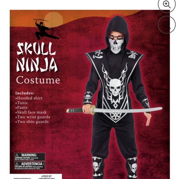 Fun World | Costumes | Sz 8 New Silver Skull Ninja Fantasy Costume ...